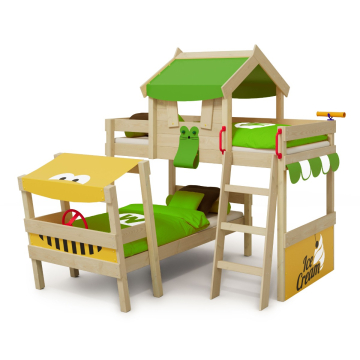 Wooden bunk bed for children with slide | Wickey.co.uk